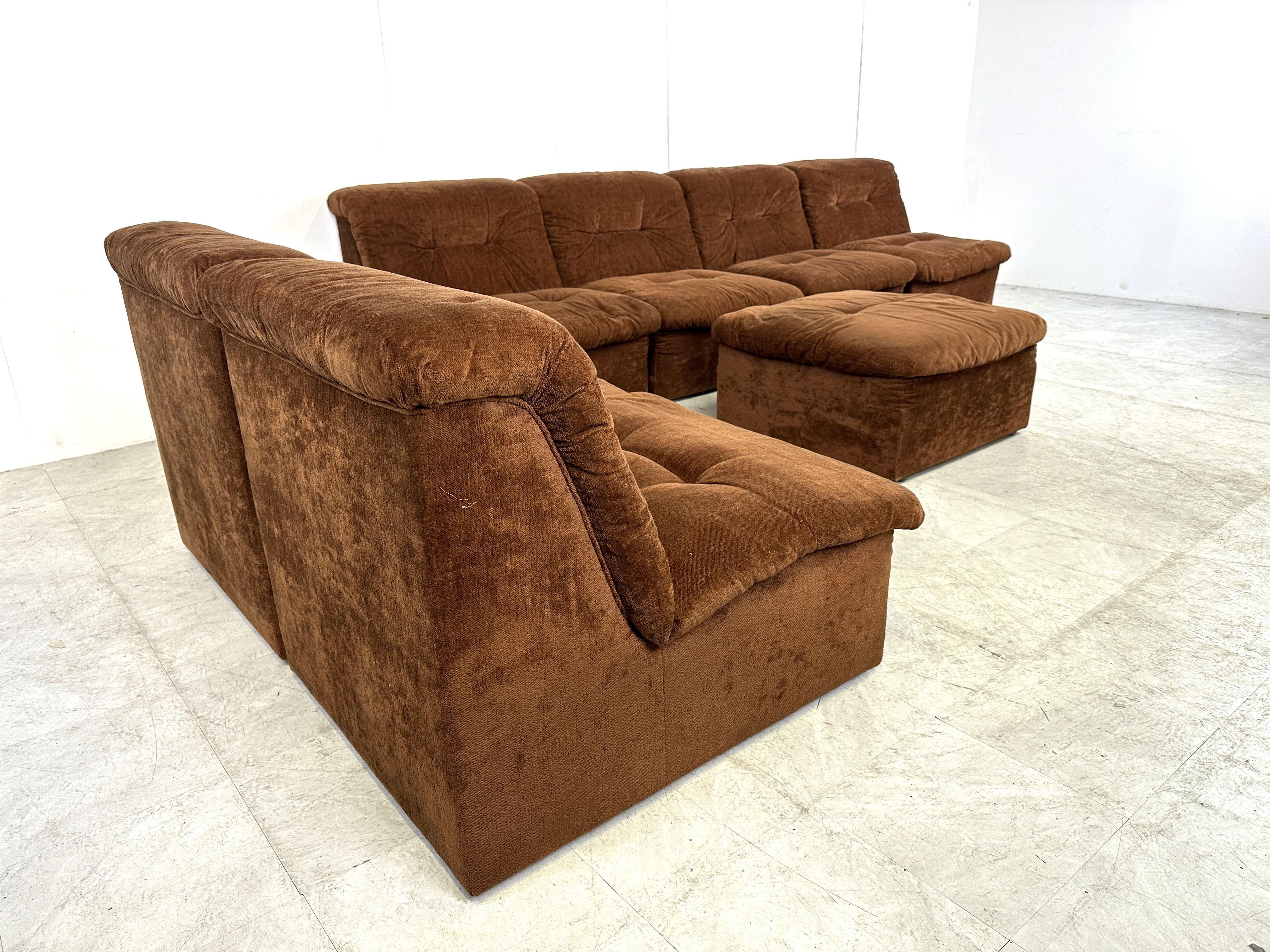 Vintage brown fabric modular sofa, 1970s at 1stDibs | 1970s modular ...