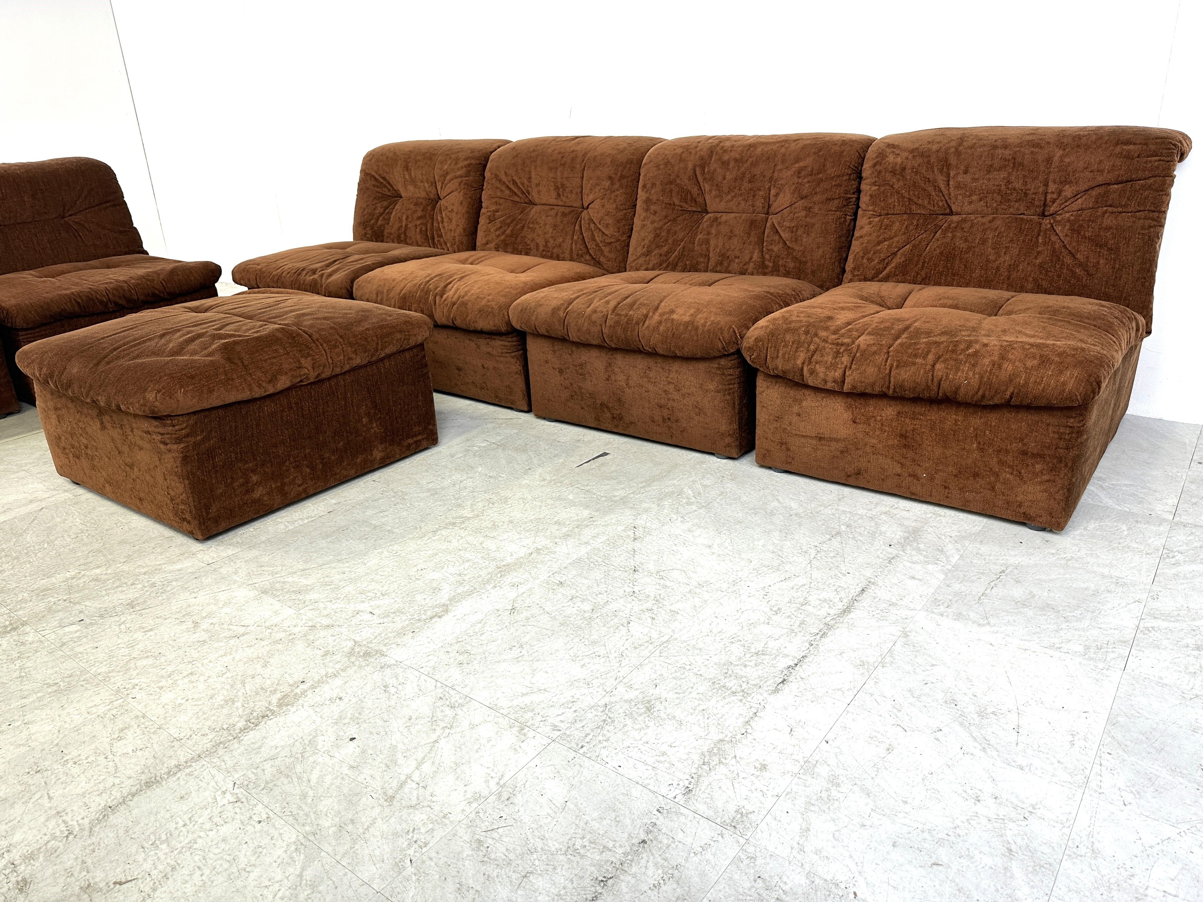 Vintage brown fabric modular sofa, 1970s at 1stDibs | 1970s modular ...