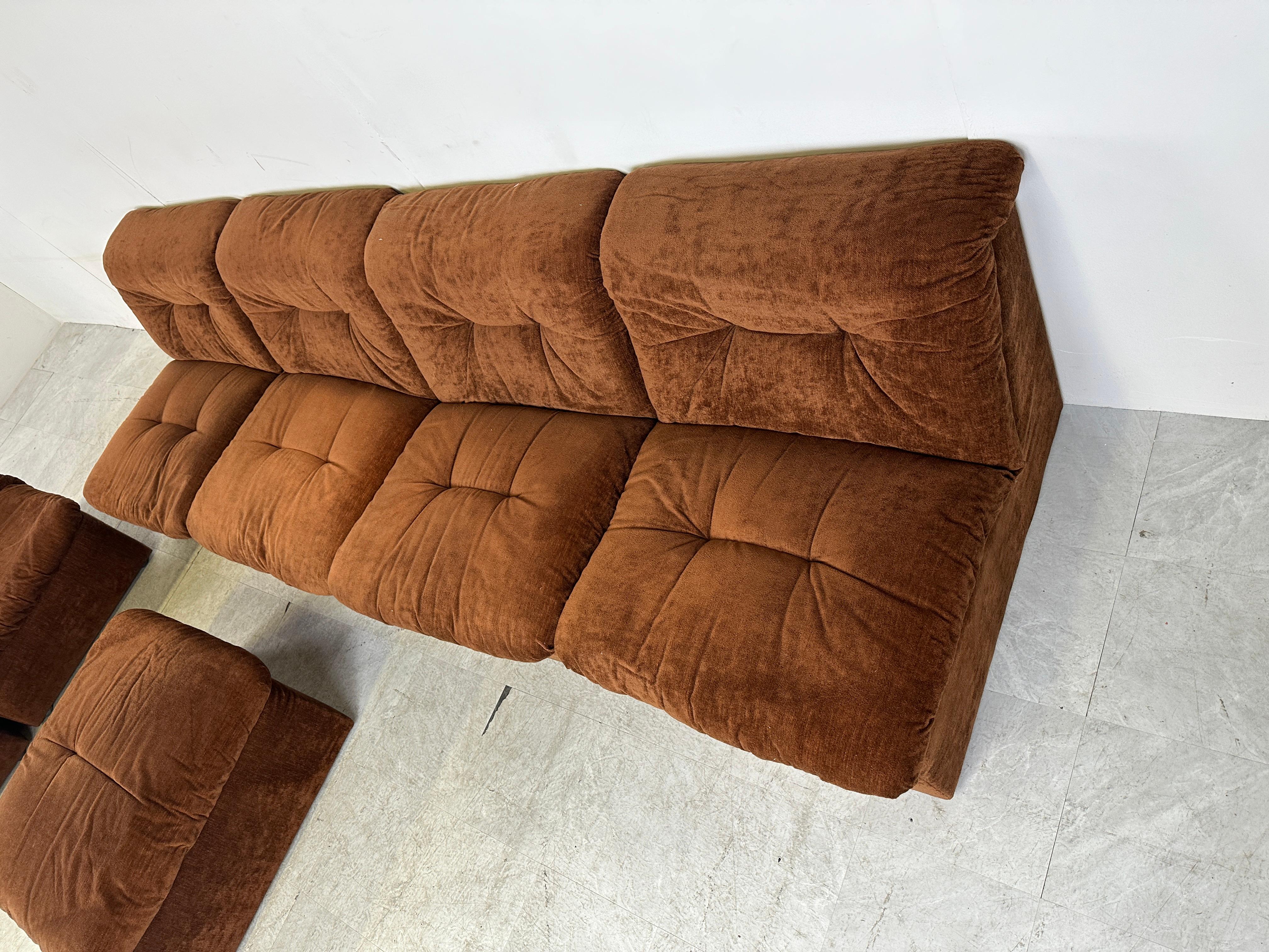 Vintage brown fabric modular sofa, 1970s at 1stDibs | 1970s modular ...