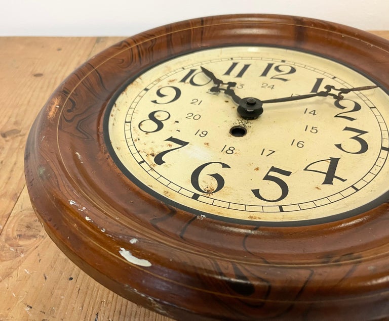 Vintage Brown Iron Clock, 1930s For Sale at 1stDibs