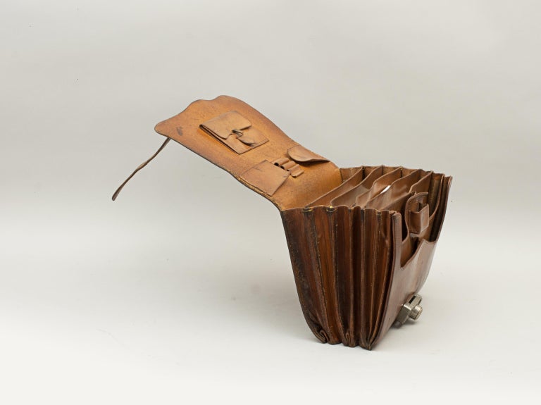 Vintage Brown Leather Expandable Briefcase, Document Case at 1stDibs ...