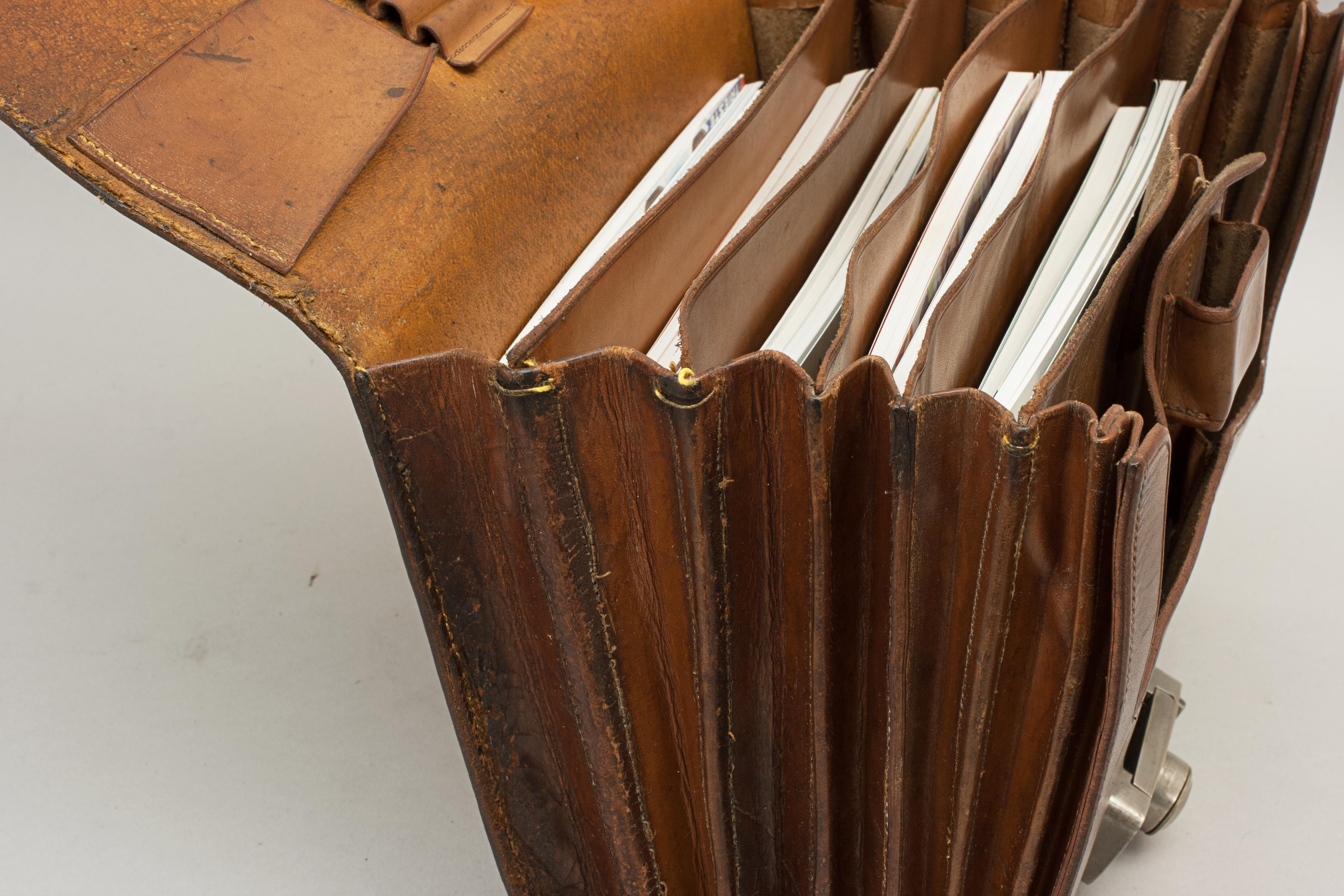 Vintage Brown Leather Expandable Briefcase, Document Case at 1stDibs ...