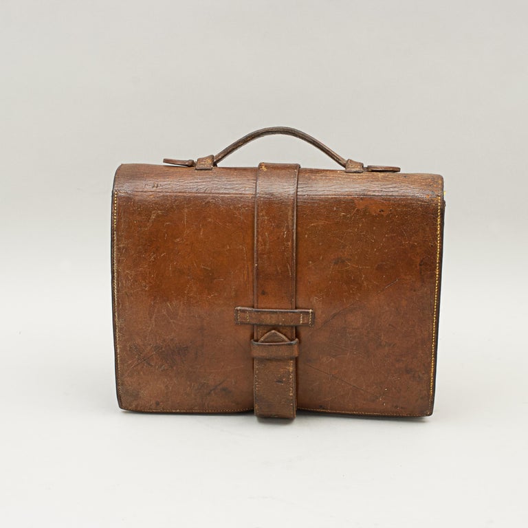 Vintage Brown Leather Expandable Briefcase, Document Case at 1stDibs ...