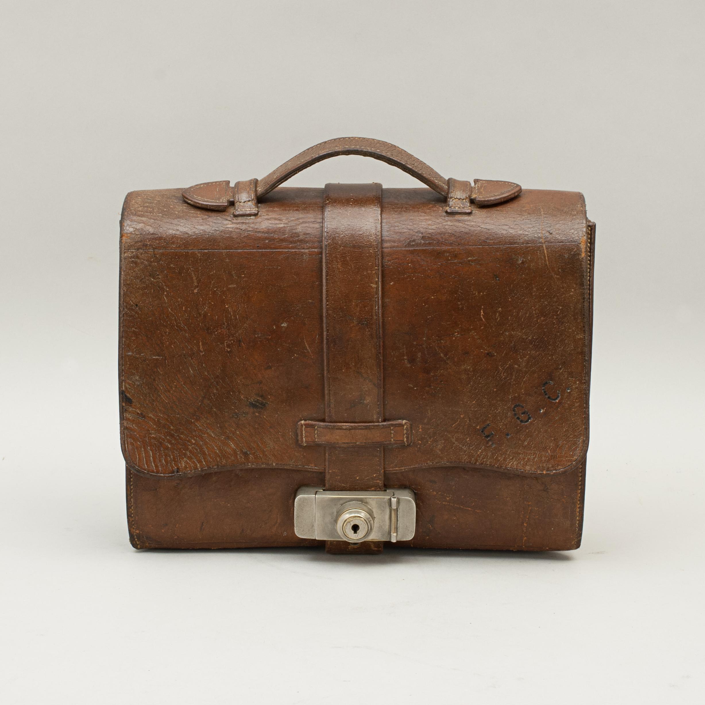 Vintage Brown Leather Expandable Briefcase, Document Case at 1stDibs ...