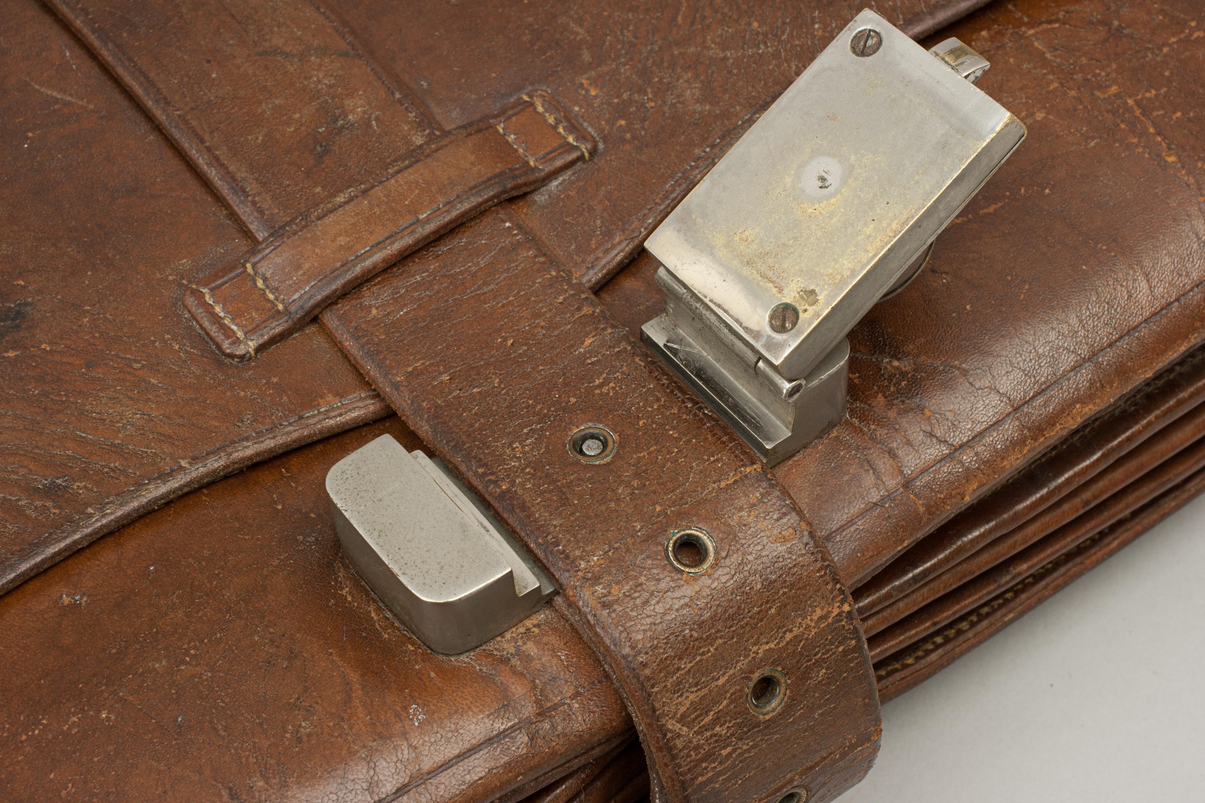 Vintage Brown Leather Expandable Briefcase, Document Case at 1stDibs ...