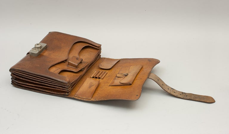 Vintage Brown Leather Expandable Briefcase, Document Case at 1stDibs ...