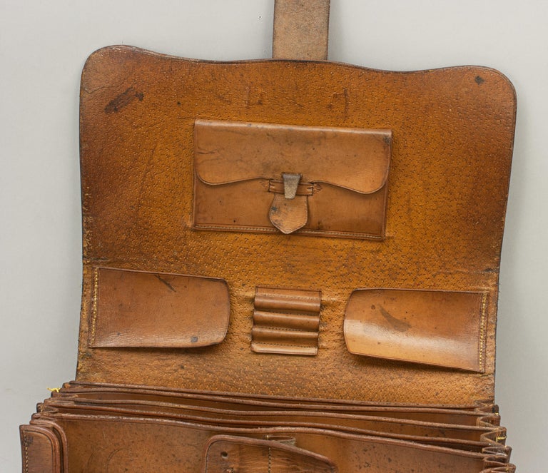 Vintage Brown Leather Expandable Briefcase, Document Case at 1stDibs ...