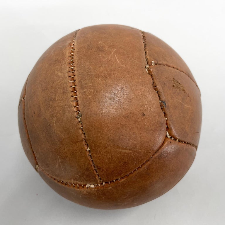 Vintage Brown Leather Medicine Ball, 1930s For Sale at 1stDibs