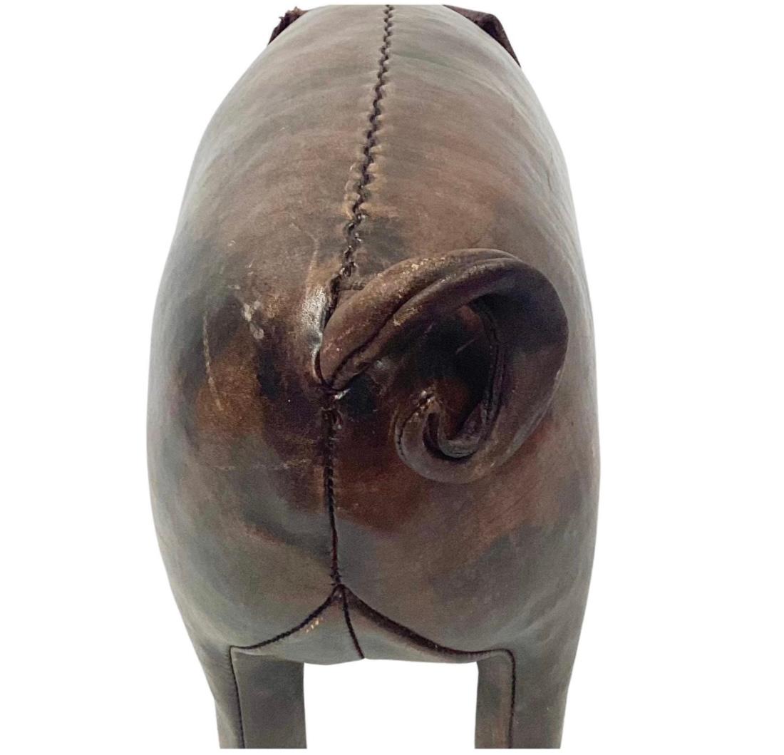 Vintage Brown Leather Pig Abercrombie and Fitch Footstool For Sale at ...
