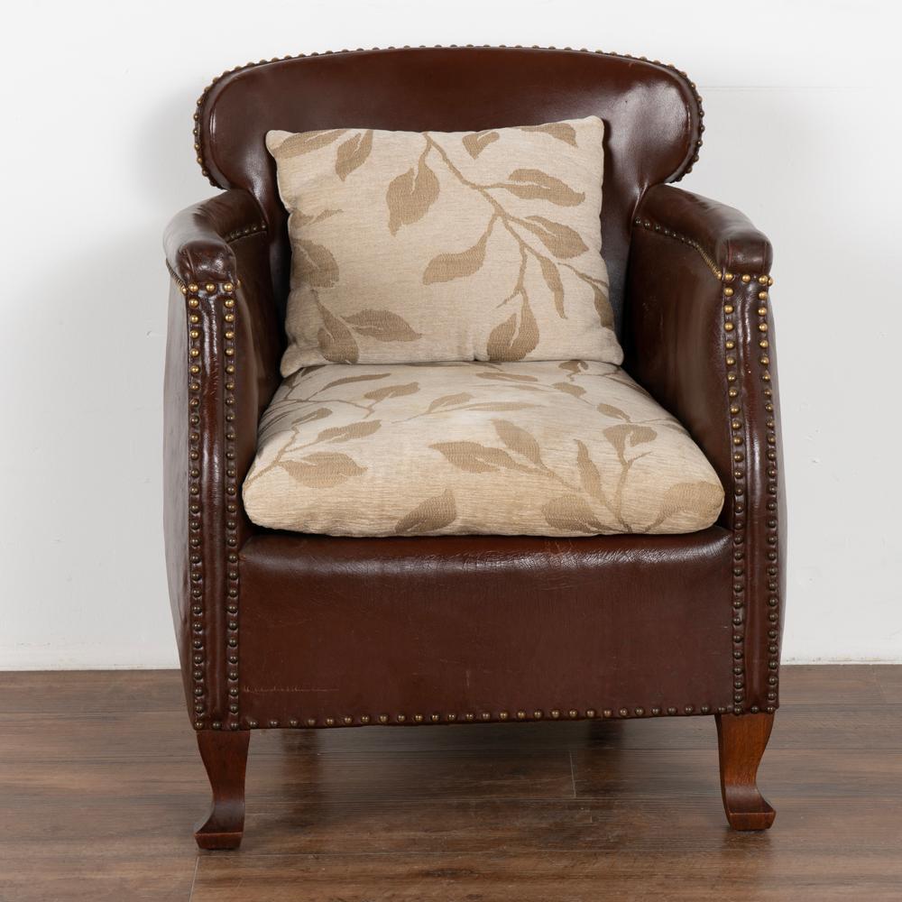 Vintage Brown Leather Small Armchair, Denmark, circa 1920-40 For Sale ...