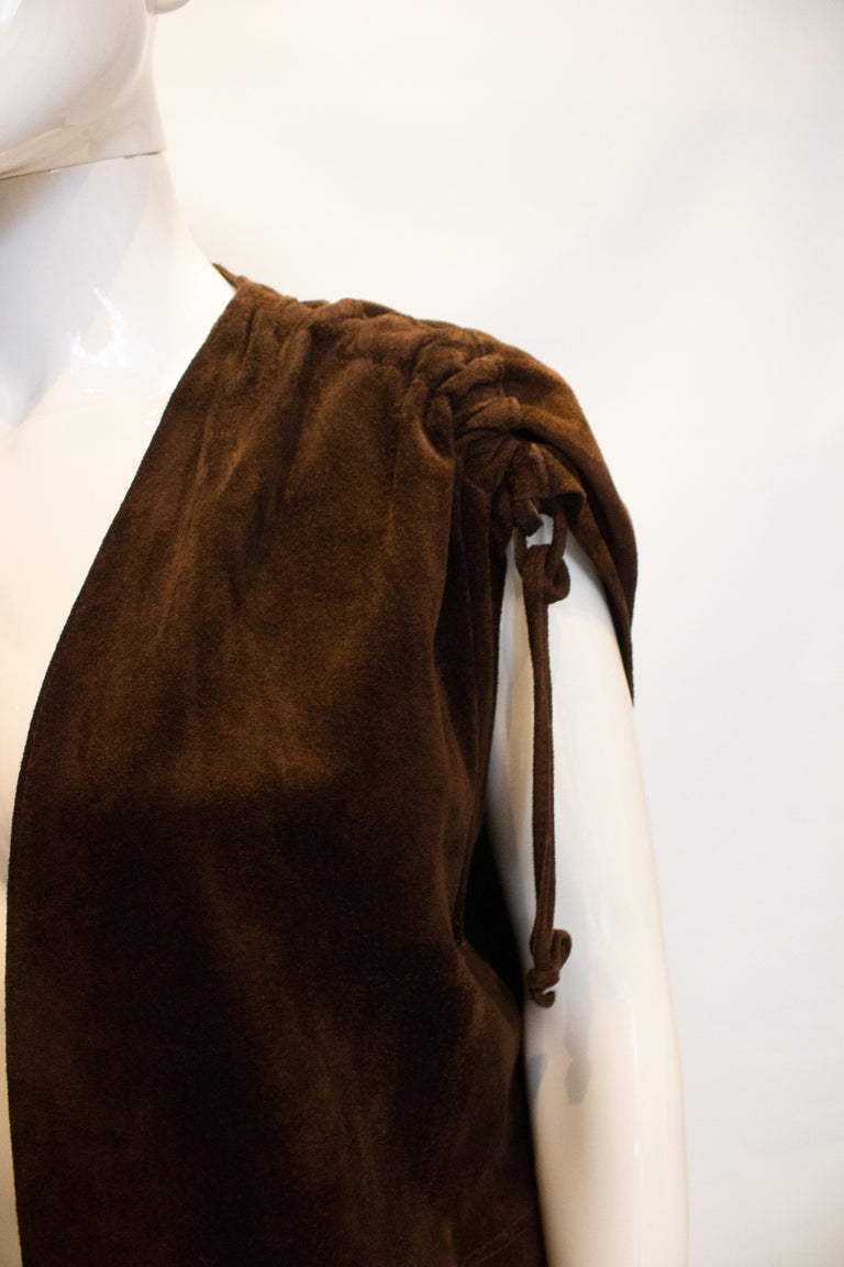 Vintage Brown Suede Waistcoat For Sale at 1stDibs