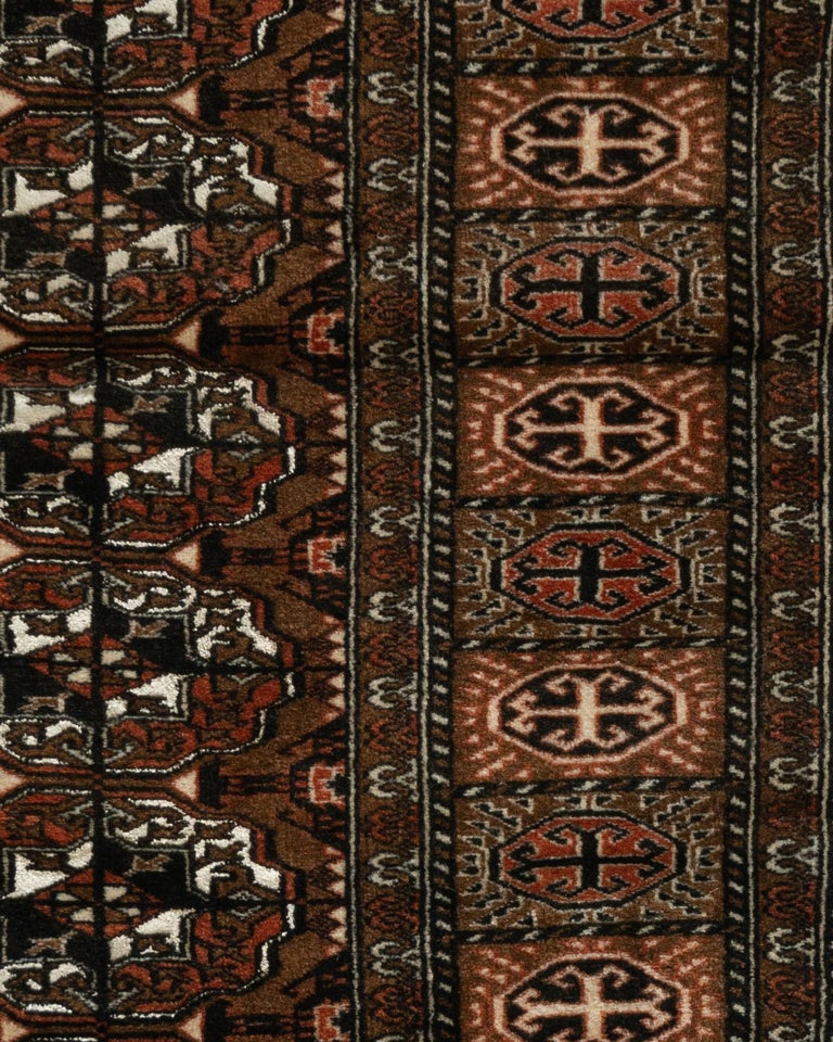 Vintage Brown Turkmen Rug Runner 3' X 8'7 For Sale at 1stDibs
