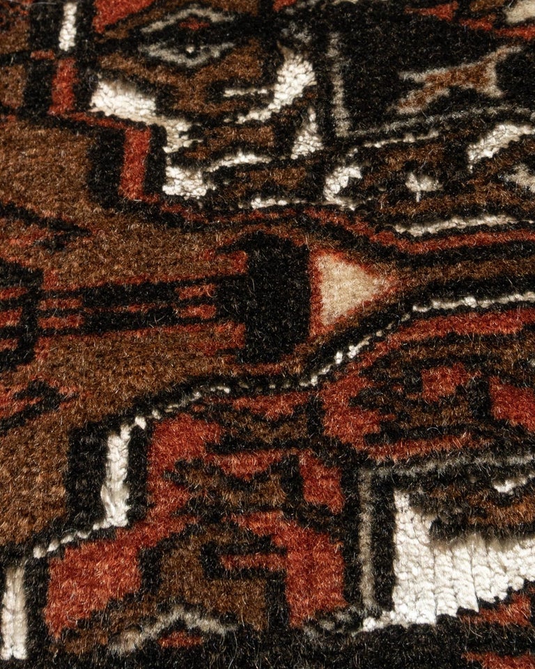 Vintage Brown Turkmen Rug Runner 3' X 8'7 For Sale at 1stDibs