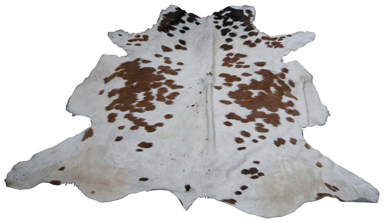 Vintage Brown and White Spotted Cow Hide Taxidermy Rug Fur Carpet For ...