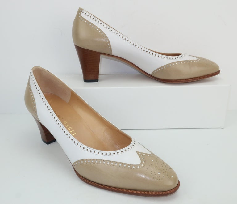 Vintage Bruno Magli Spectator Wingtip Style Pumps at 1stDibs | bruno ...