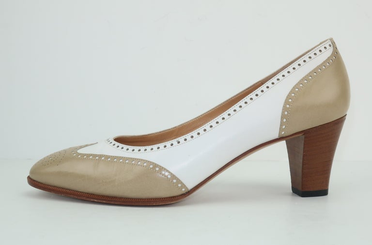 Vintage Bruno Magli Spectator Wingtip Style Pumps at 1stdibs