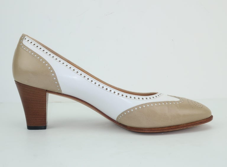 Vintage Bruno Magli Spectator Wingtip Style Pumps at 1stdibs