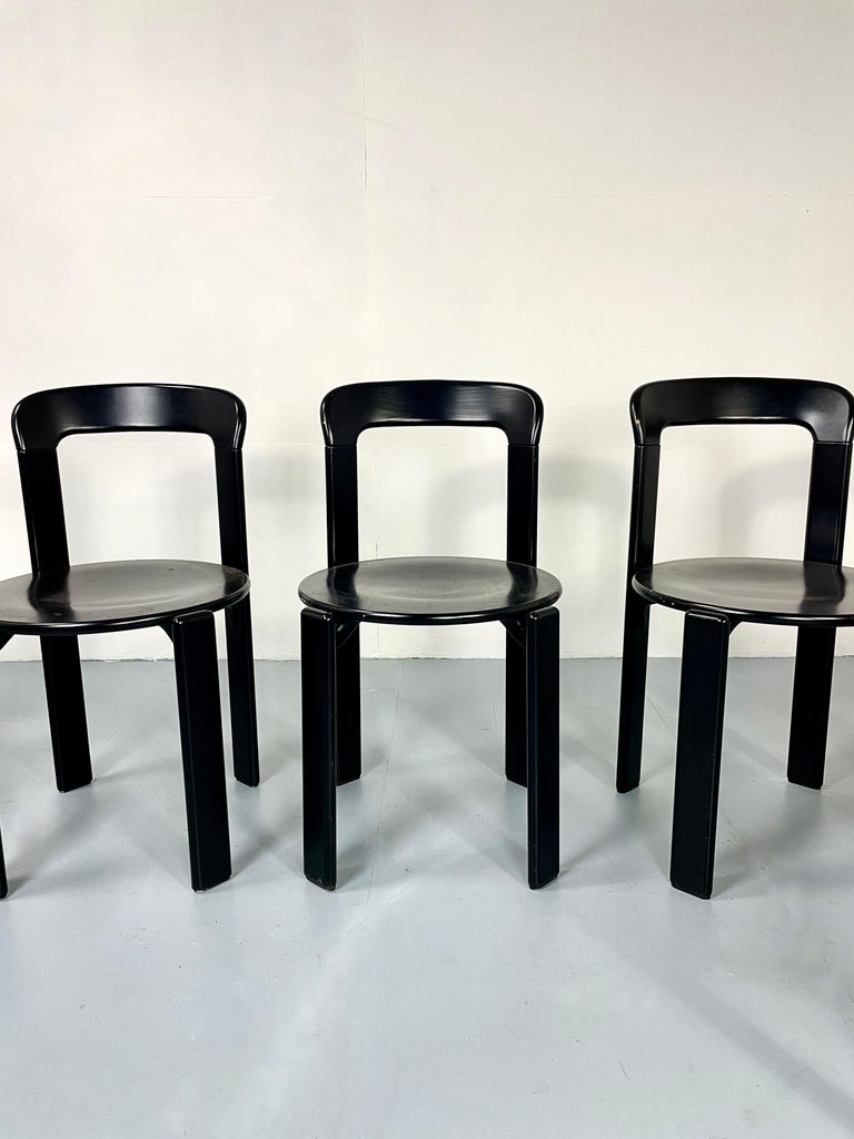 Vintage Bruno Rey Dinning Chairs Post-Modern Black Dieter Switzerland ...