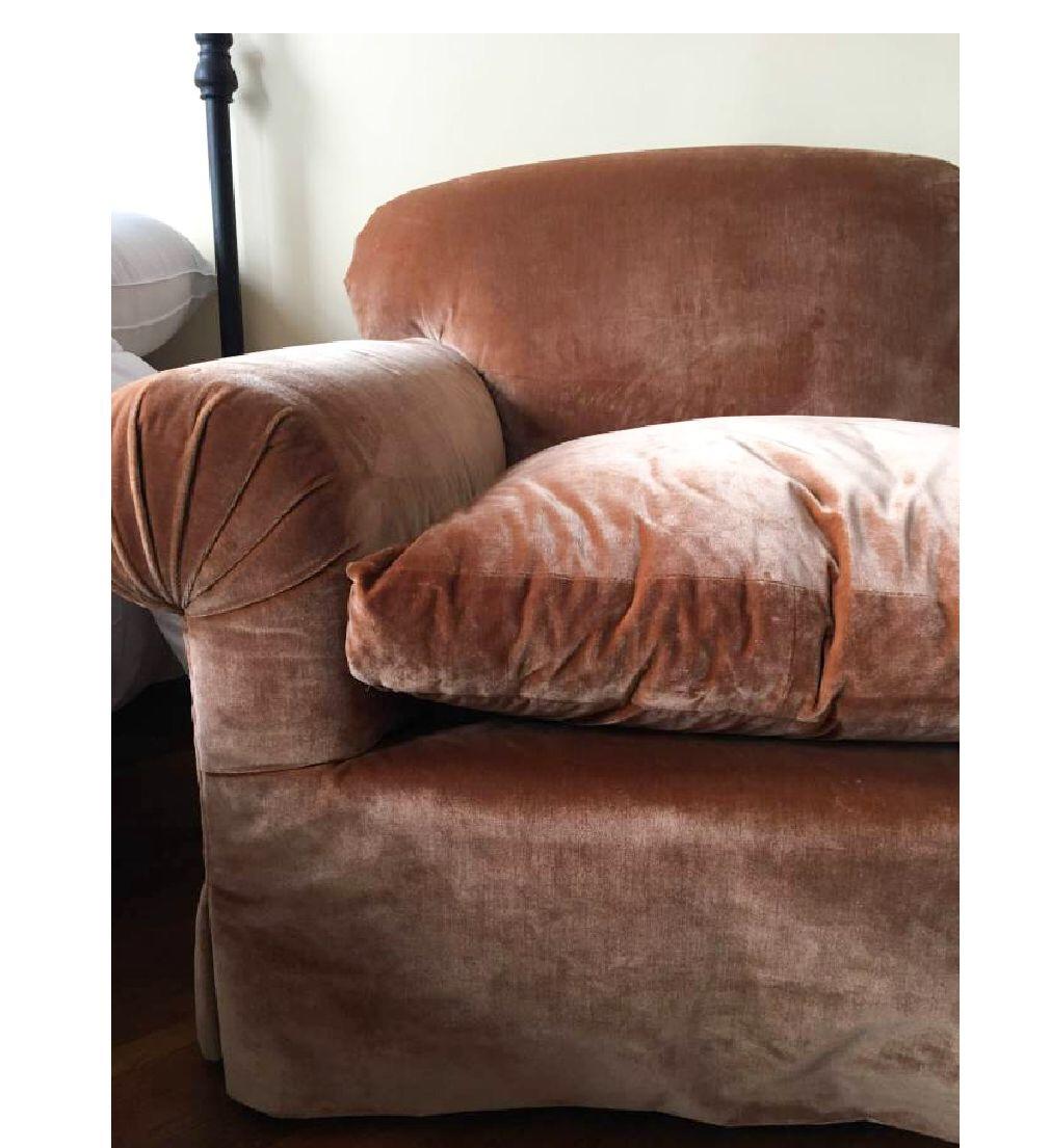Vintage Brunschwig and Fils Peach Velvet Cavendish down-filled 3-Seat ...
