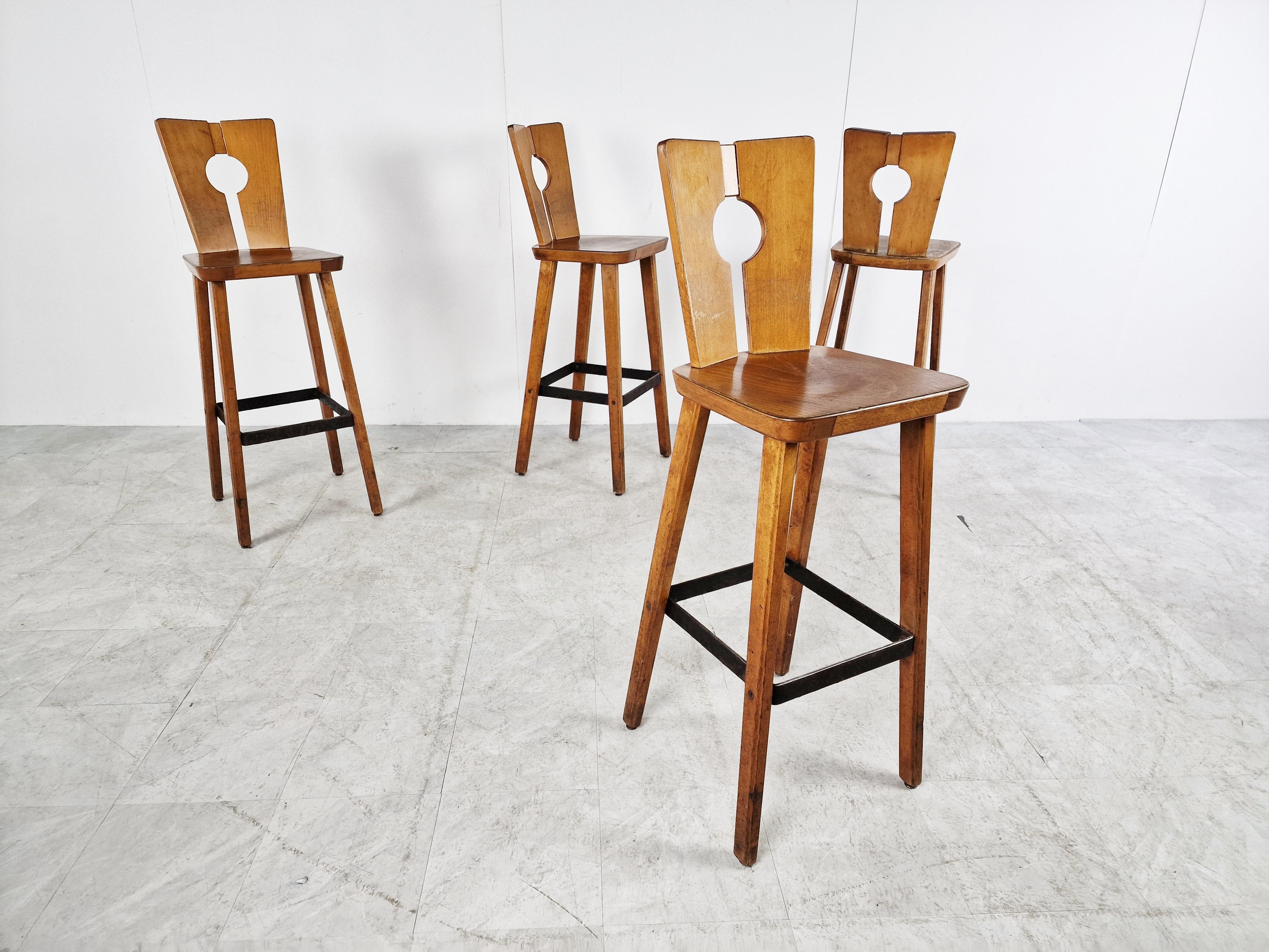 Vintage Brutalist Bar Stools, 1960s at 1stDibs