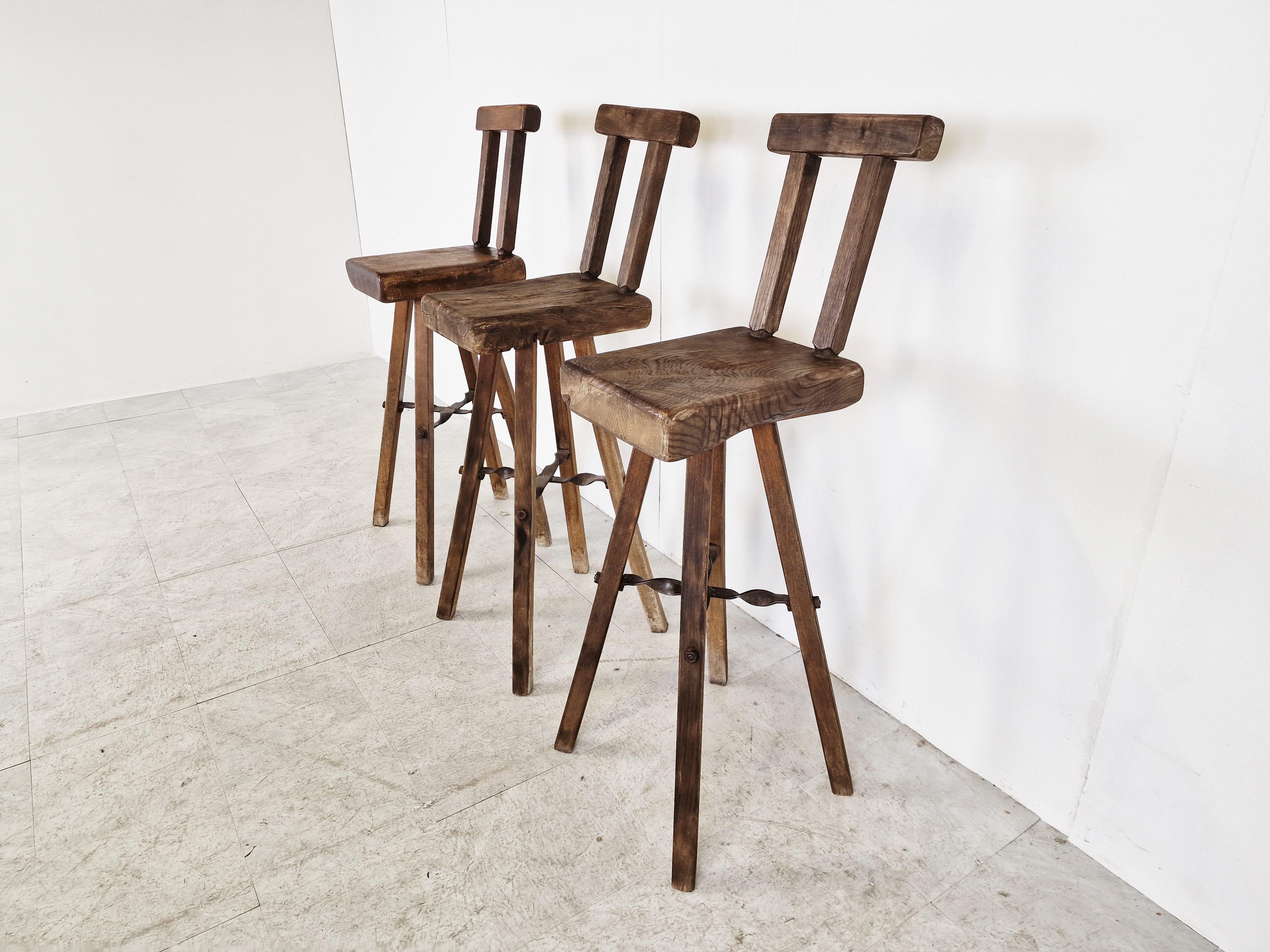 Vintage Brutalist Bar Stools, 1960s For Sale at 1stDibs