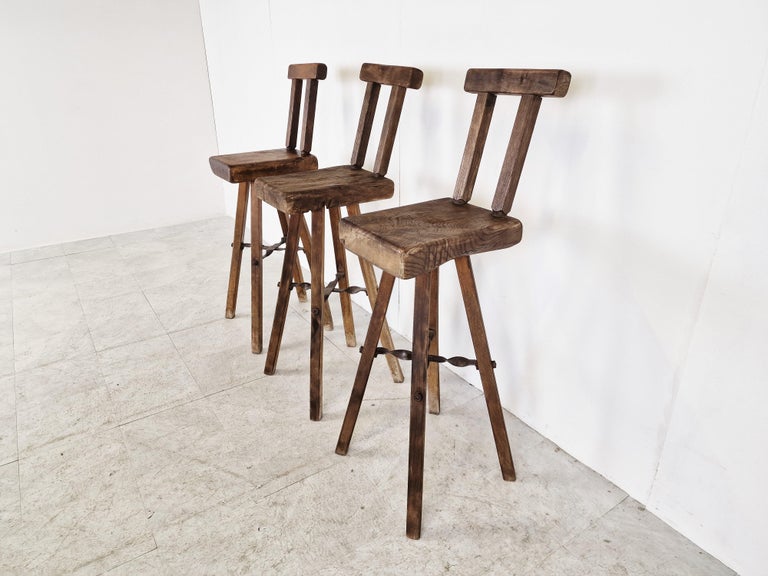 Vintage Brutalist Bar Stools, 1960s For Sale at 1stDibs