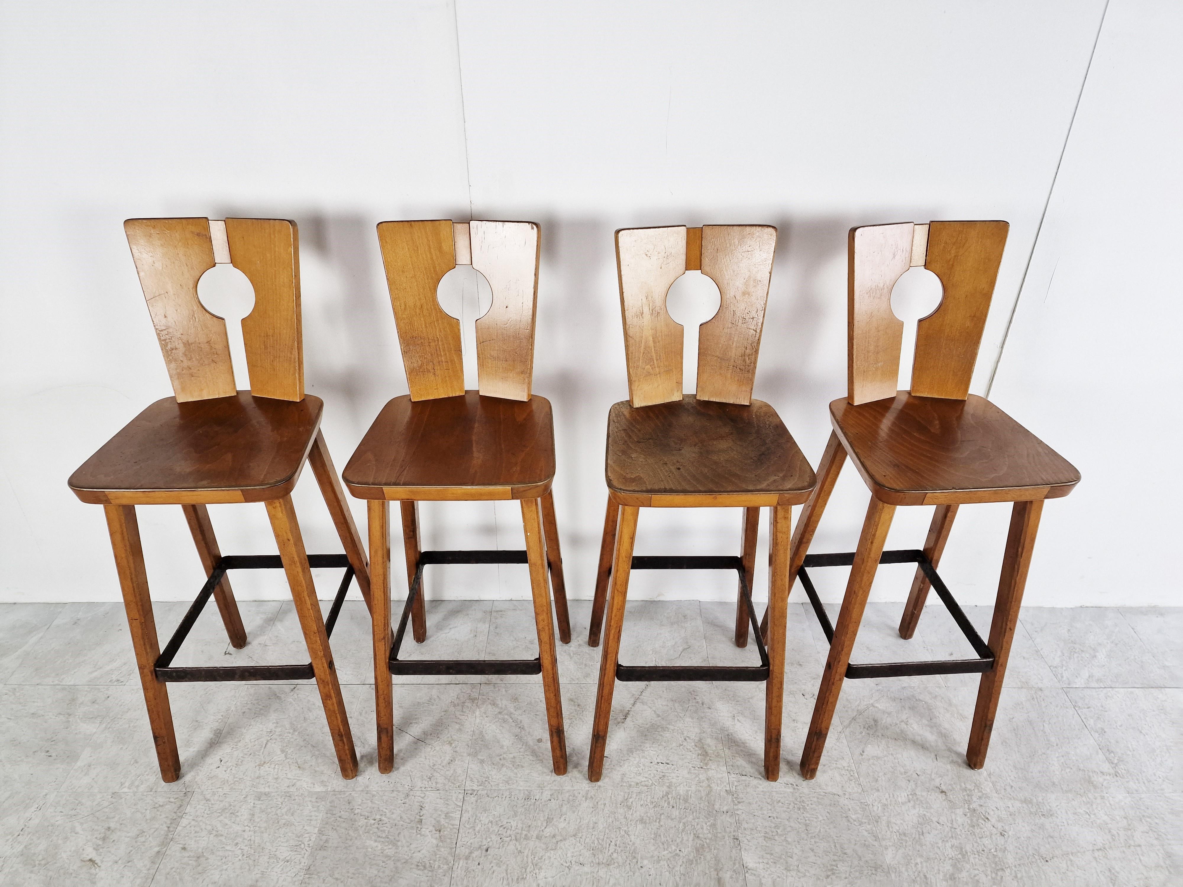 Vintage Brutalist Bar Stools, 1960s at 1stDibs