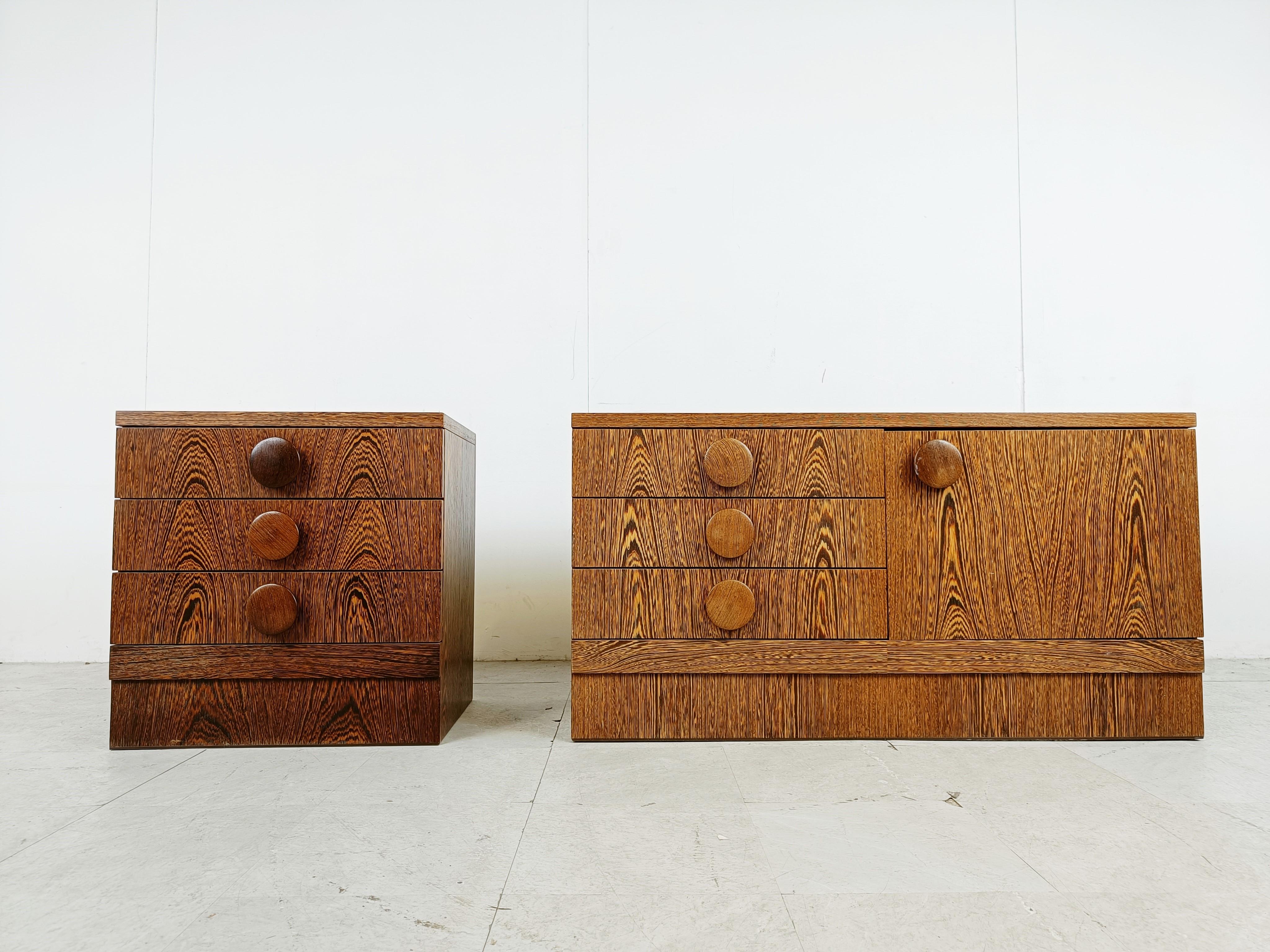 Vintage brutalist cabinet set, 1970s For Sale at 1stDibs