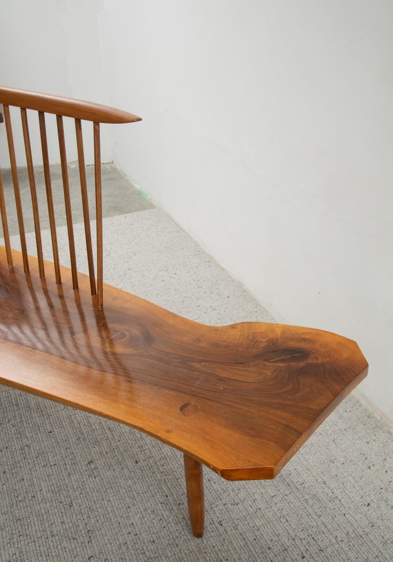 Vintage Brutalist Chestnut Wooden Bench, France C. 1980 For Sale at 1stDibs