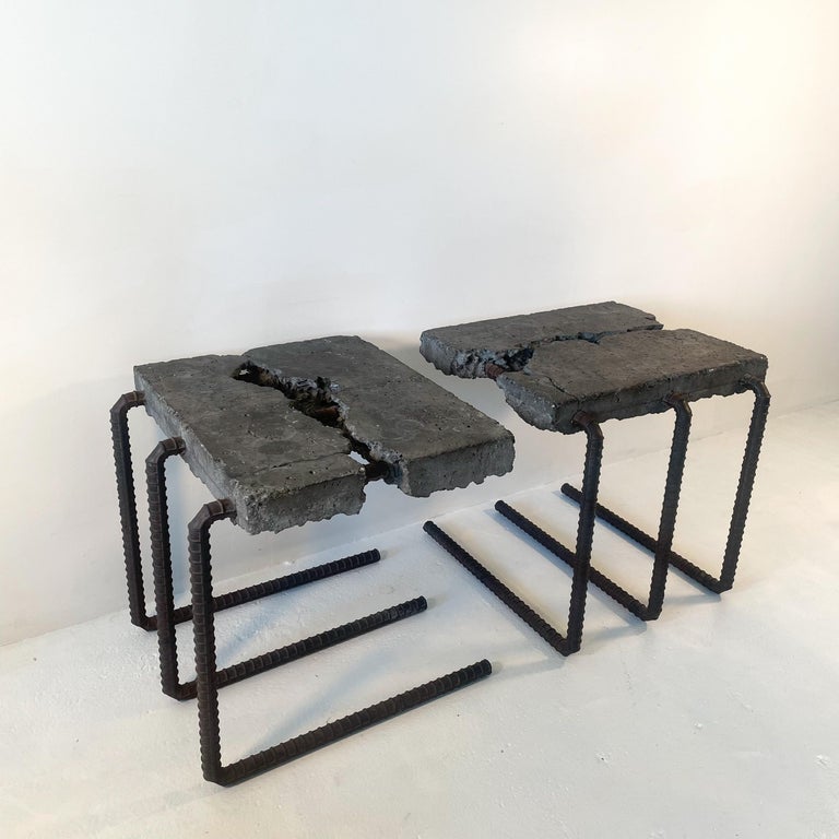 Vintage Brutalist Concrete and Rebar End Tables or Stools For Sale at ...