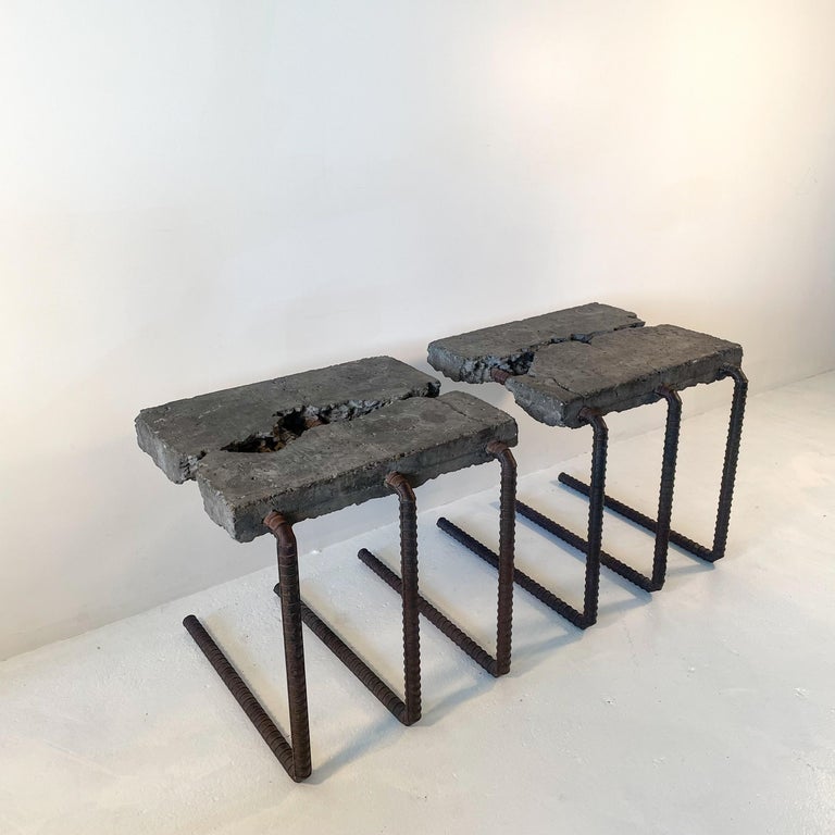 Vintage Brutalist Concrete and Rebar End Tables or Stools For Sale at ...