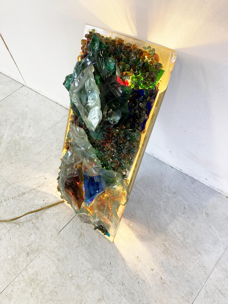 Vintage Brutalist Glass Wall Lamp, 1960s For Sale at 1stDibs