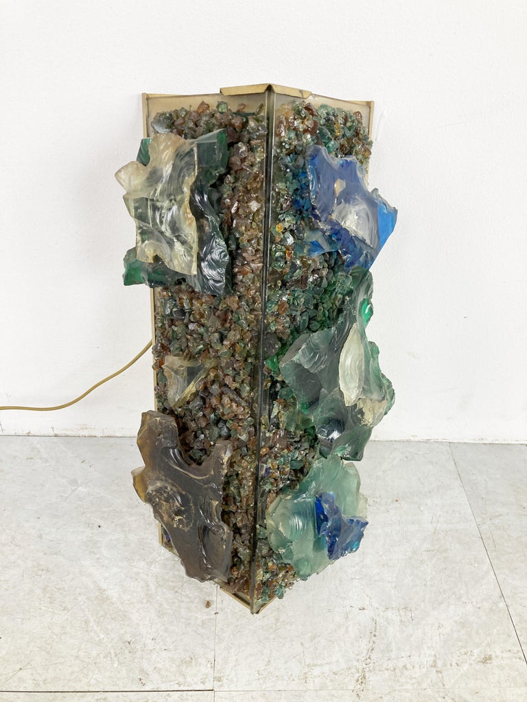 Vintage Brutalist Glass Wall Lamp, 1960s For Sale at 1stDibs