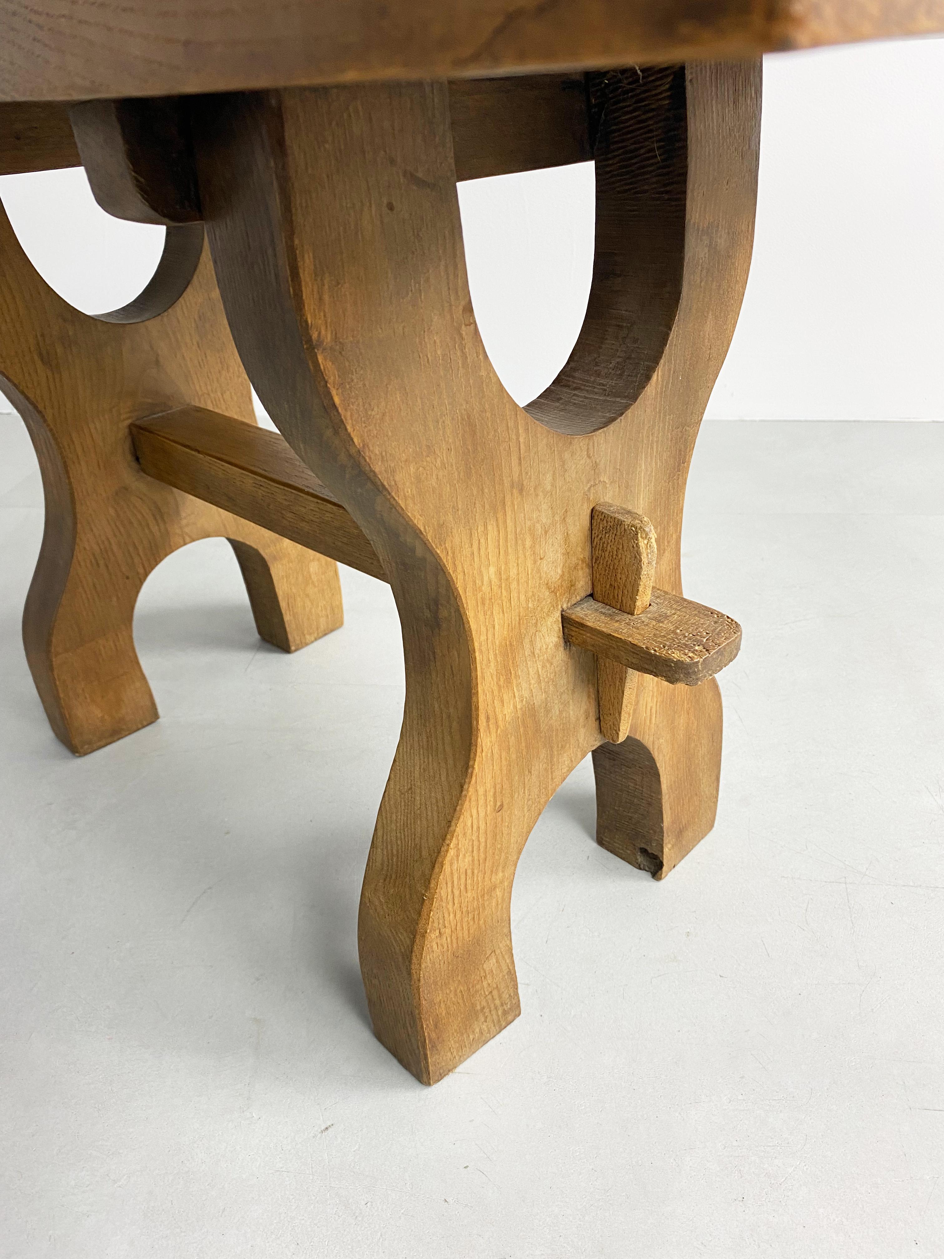 Vintage Brutalist Oak Side Table at 1stDibs
