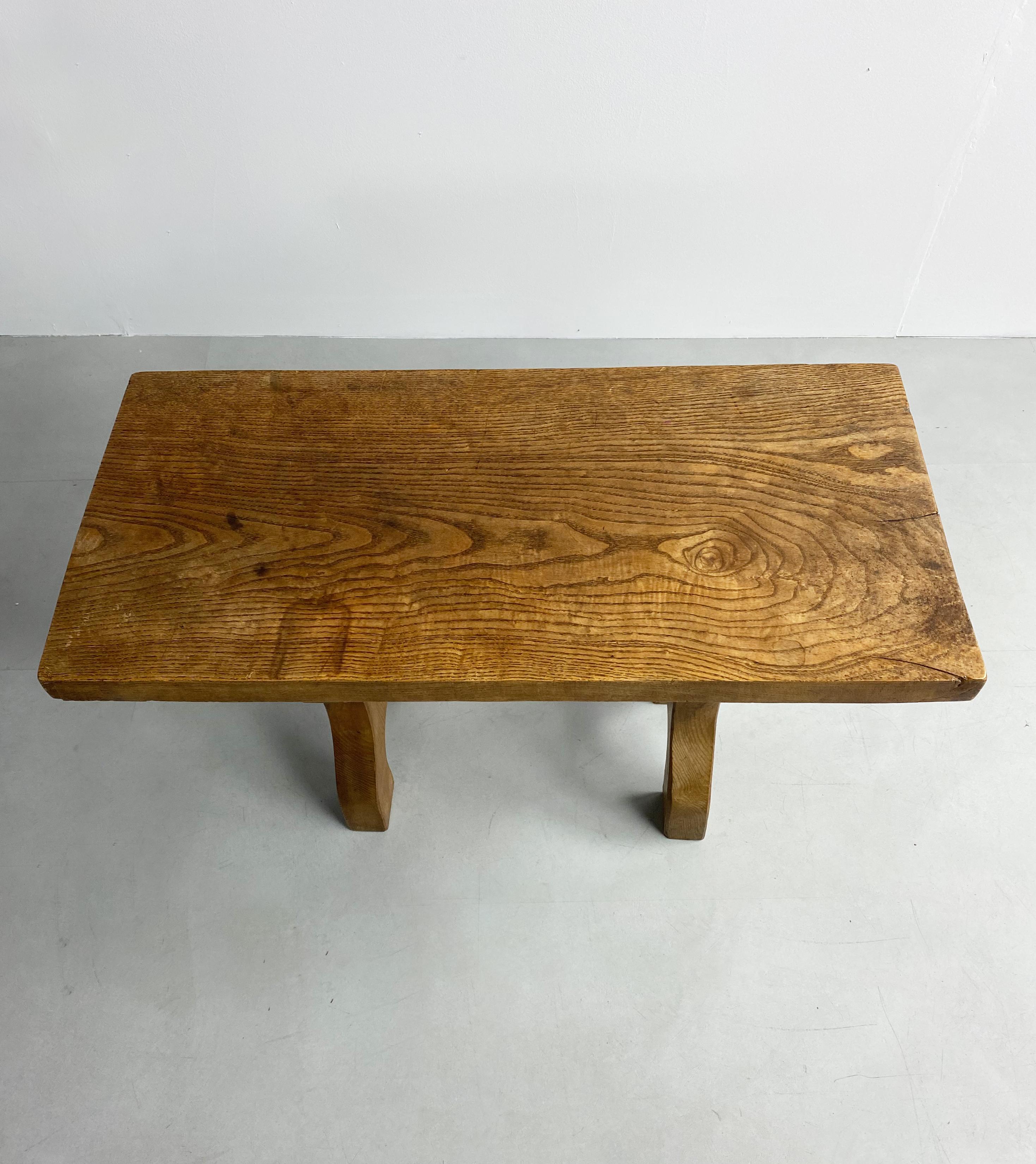 Vintage Brutalist Oak Side Table at 1stDibs