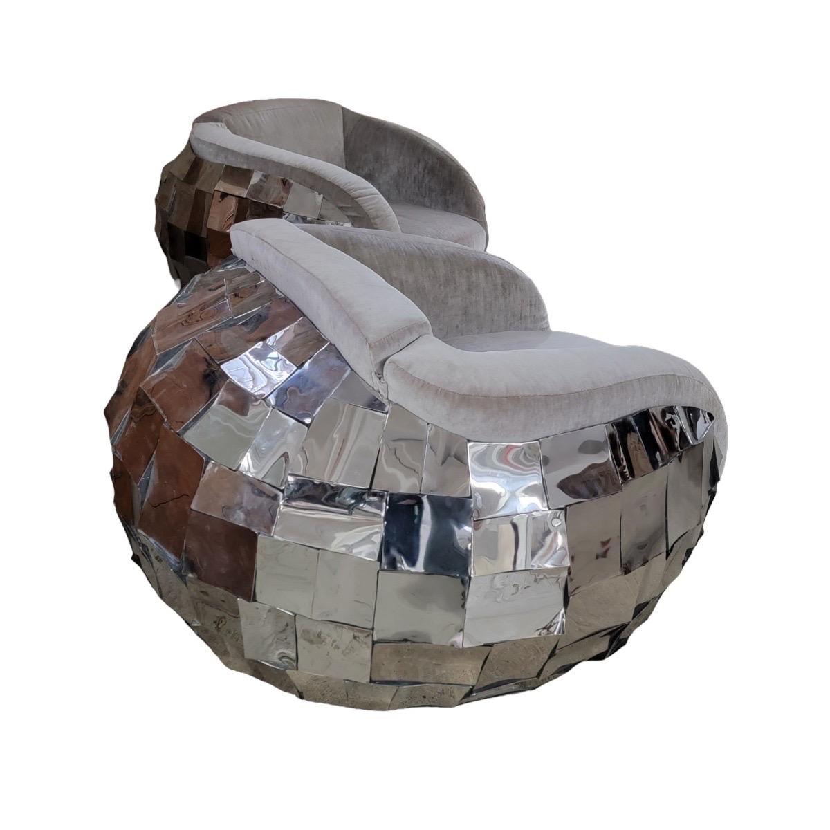 Vintage Brutalist Paul Evans Style Chrome Patchwork Tub Lounge Chairs ...