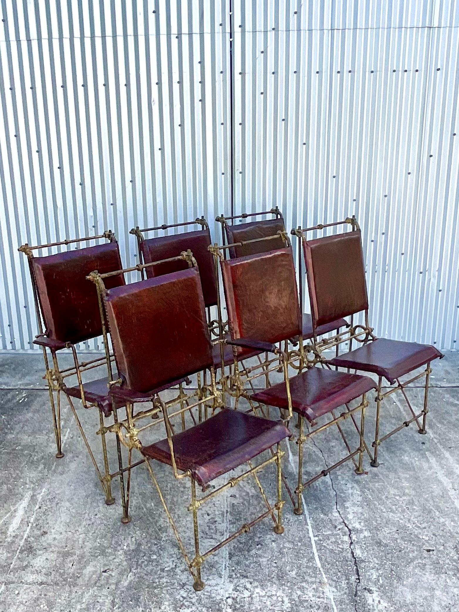Vintage Brutalist Sculpted Rebar Dining Chairs in the Manner of Ileana ...