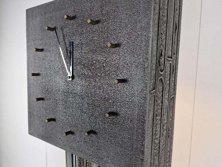 Vintage Brutalist Standing Clock, 1970s For Sale at 1stDibs