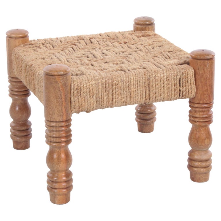 Vintage Brutalist Stool or Footstool Made of Jute Rope, 1960s at ...