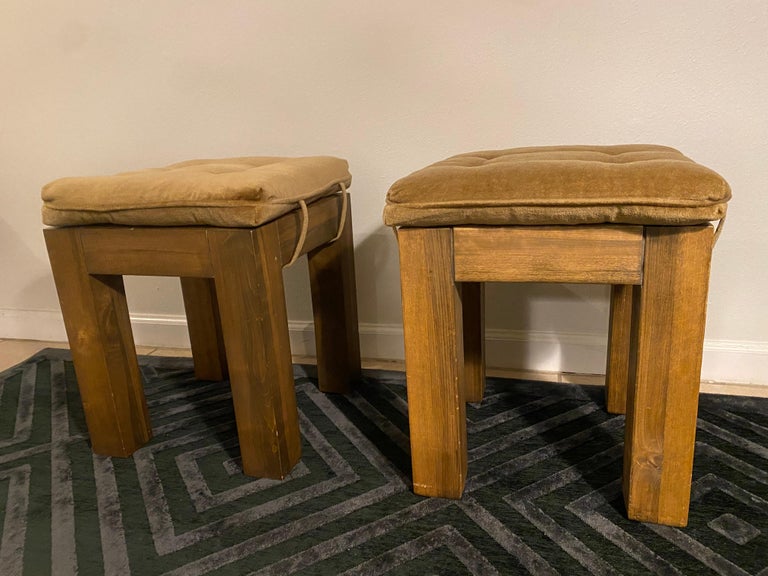 Vintage Brutalist Style Parsons Stools For Sale at 1stDibs