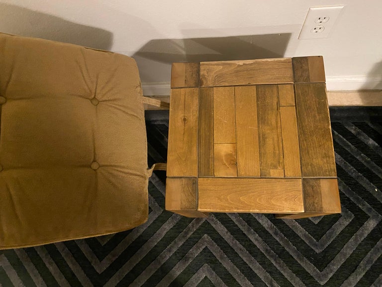 Vintage Brutalist Style Parsons Stools For Sale at 1stDibs