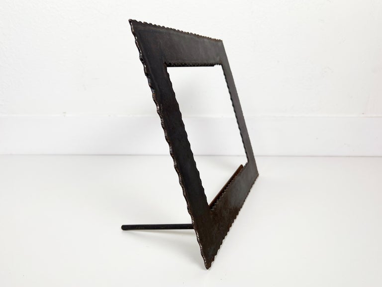 Vintage Brutalist Torch Cut Metal Picture Frame For Sale at 1stDibs