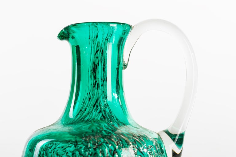 Vintage Bubble Green Glass Pitcher, Austria Mid-1900 For Sale at 1stDibs
