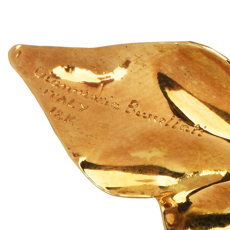 Vintage Buccellati 18K Gold Flower Large Brooch Pin at 1stDibs