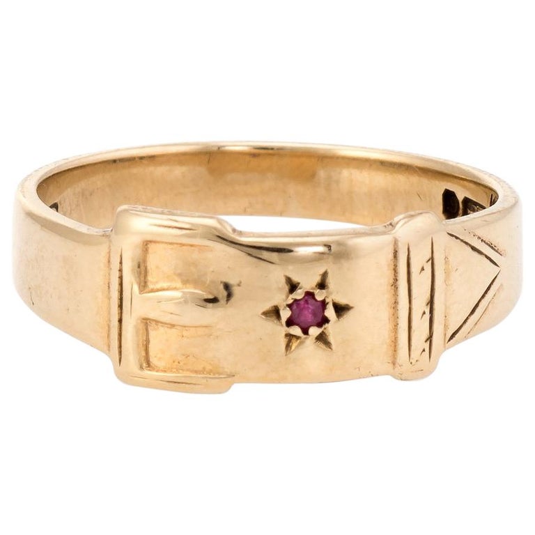 Vintage Buckle Ring Ruby 9 Karat Gold Estate Jewelry Alternative ...