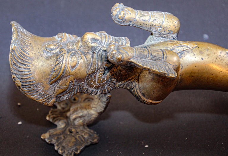 Vintage Buddhist Bronze Protector Deity Statue Door Handle For Sale at ...