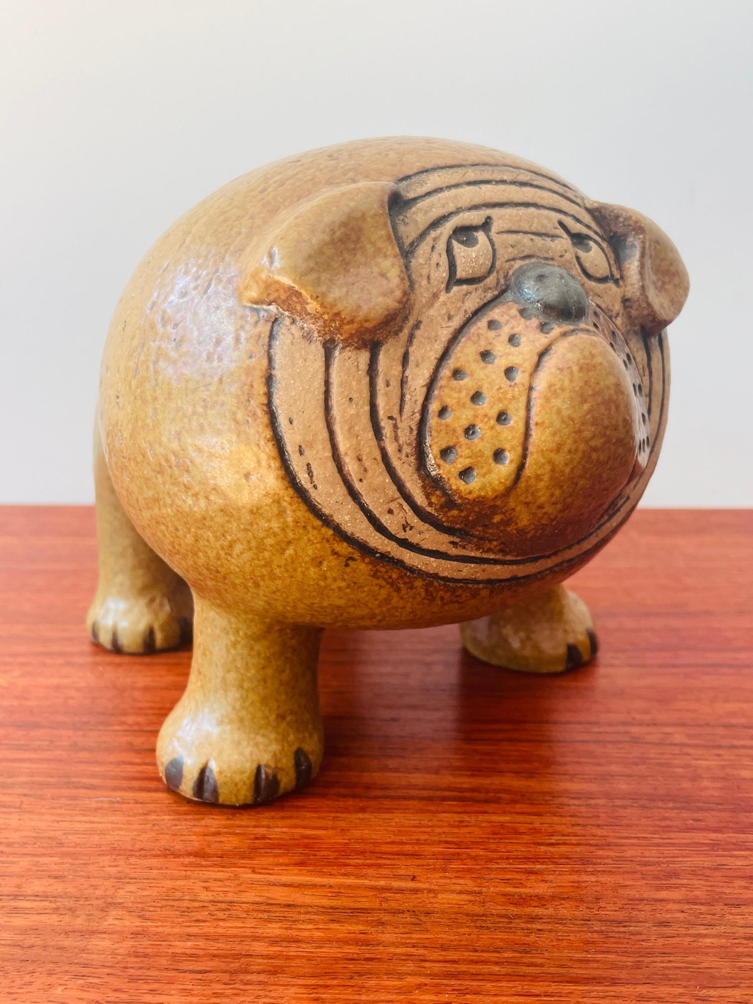 Vintage Bulldog figurine - Lisa Larson for Gustavberg. 1950's Ceramic art Sweden For Sale at 1stDibs