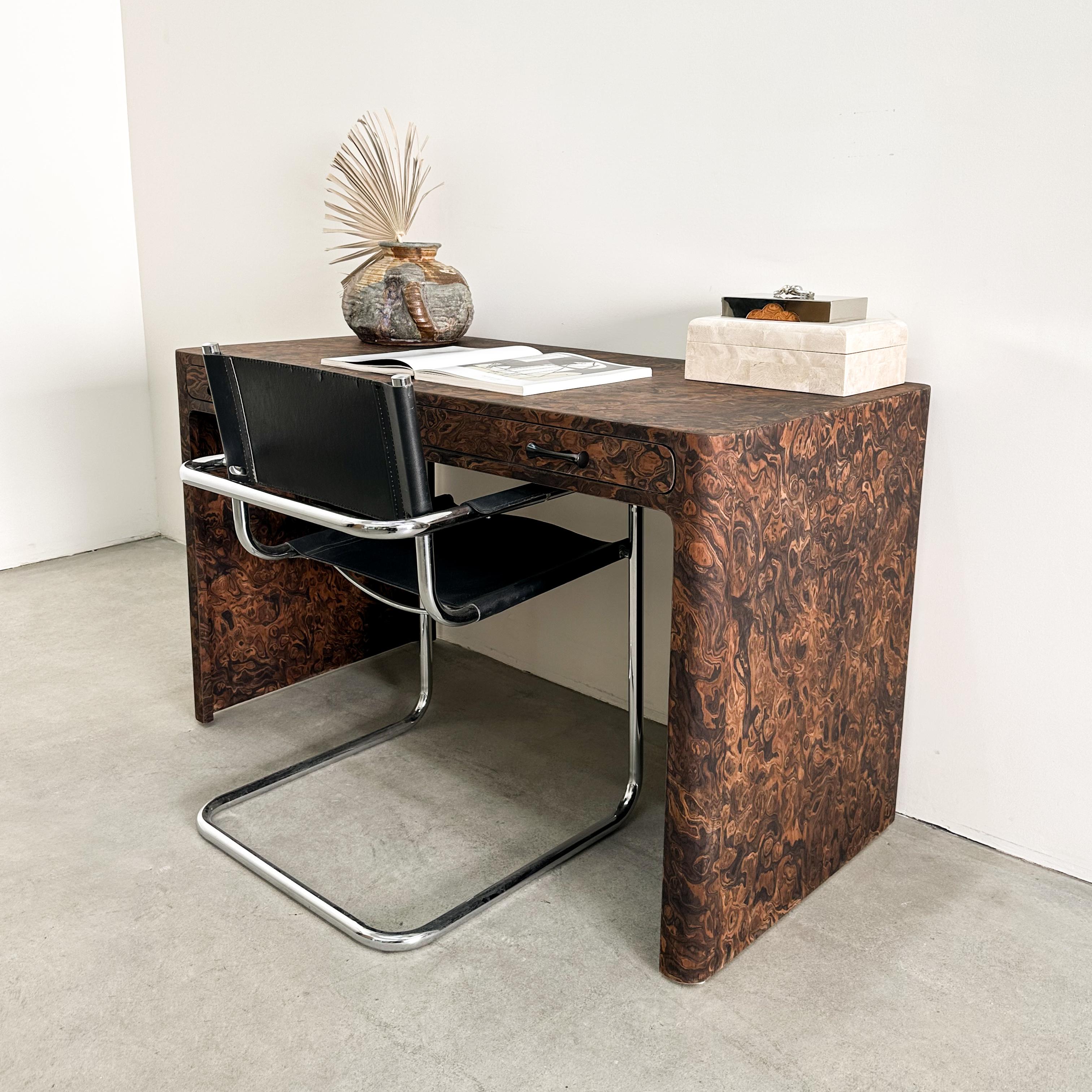Vintage Burlwood Veneer Desk. 70s 80s For Sale at 1stDibs