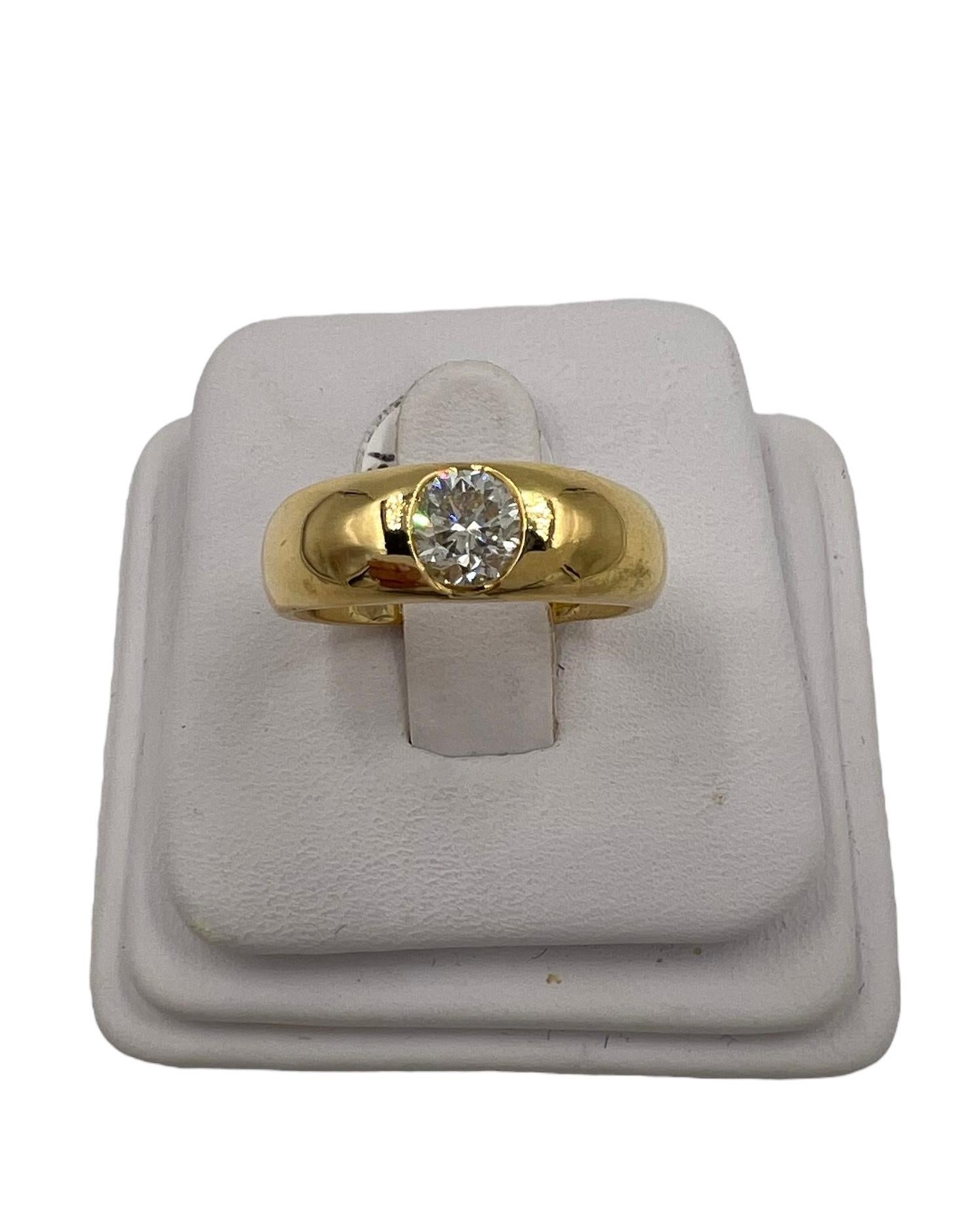 Vintage Burnish Set Diamond Yellow Gold Band Ring Circa 1970 For Sale ...