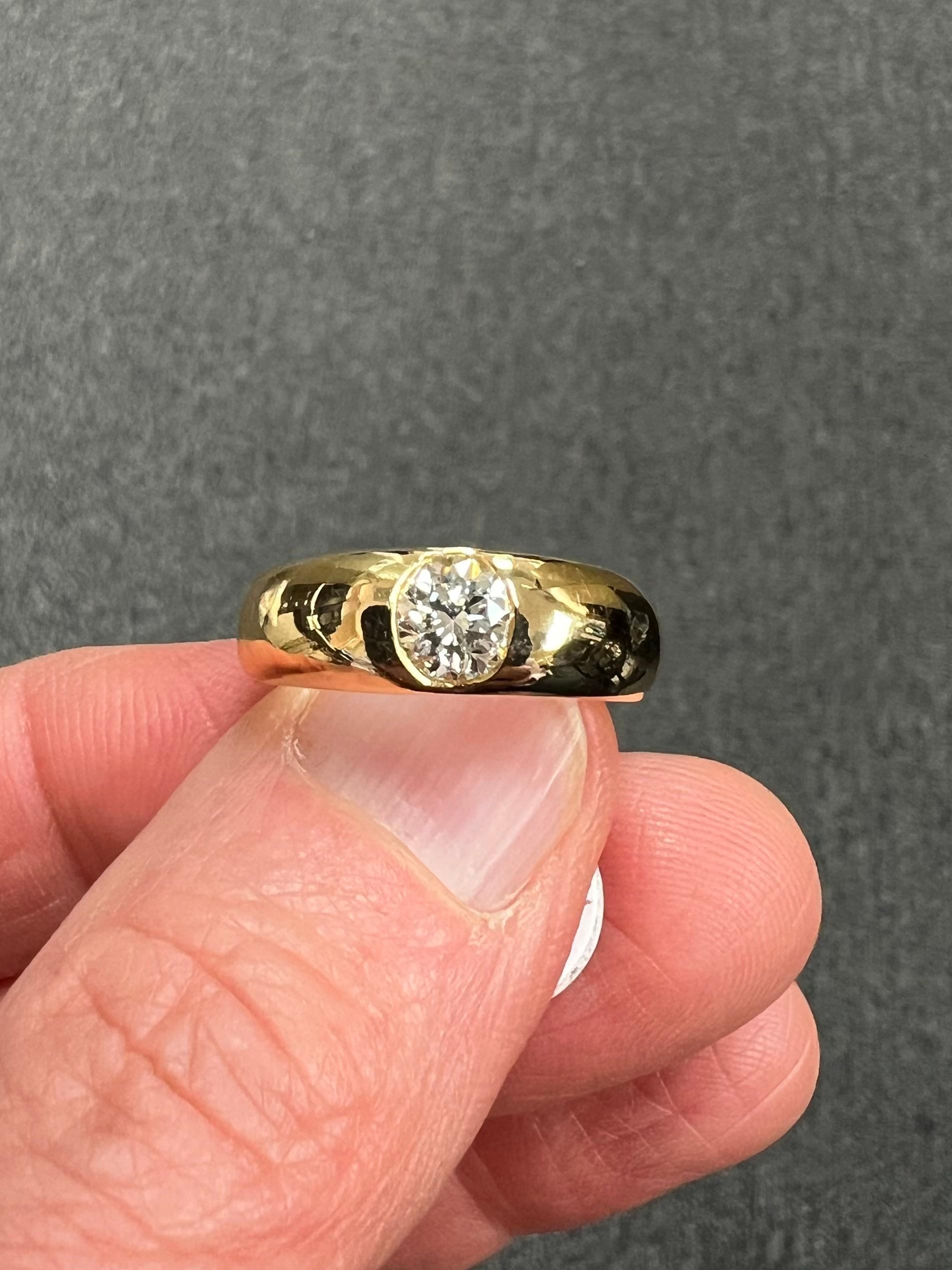 Vintage Burnish Set Diamond Yellow Gold Band Ring Circa 1970 For Sale ...